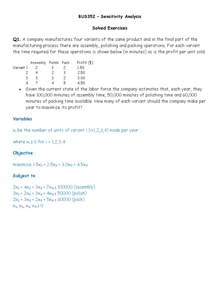 Sensitivity Analysis Problem Solutions | PDF | Applied Mathematics ...