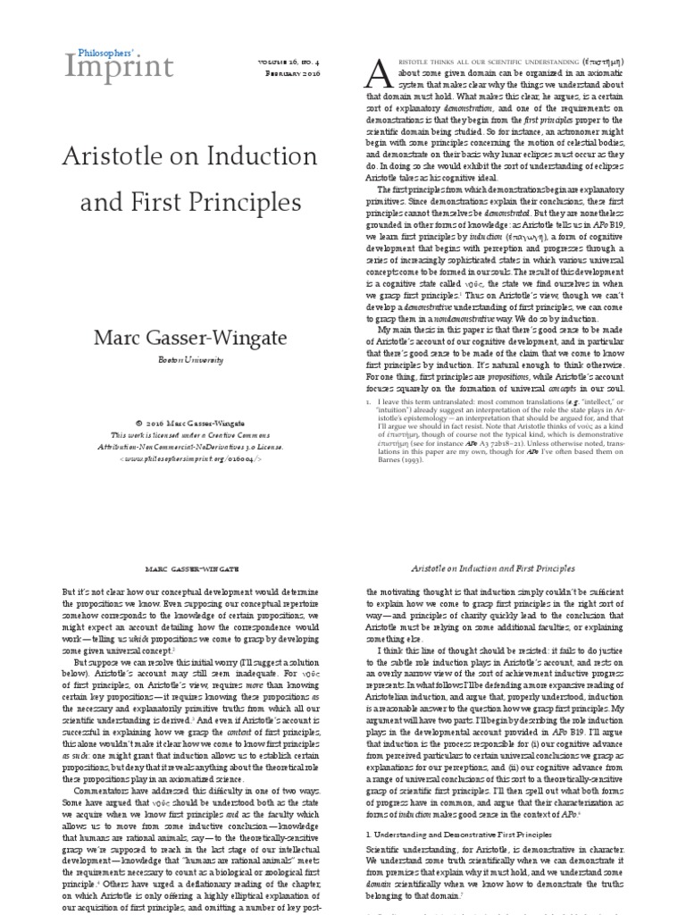Aristotle On Induction and First Principles | PDF | Inductive Reasoning ...
