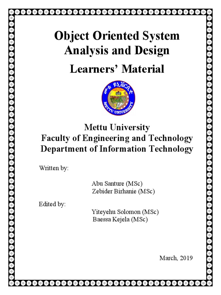 Object Oriented System Analysis and Design: Learners' Material | PDF | Inheritance (Object ...
