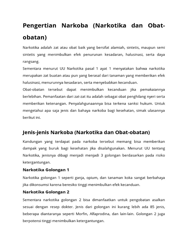 Pengertian Narkoba | PDF