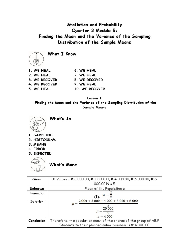 Stat Module 5 | PDF | Mean | Variance
