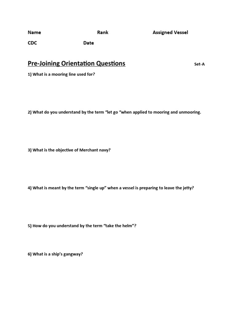 Pre Joining Orientation Questions Set A | PDF | History