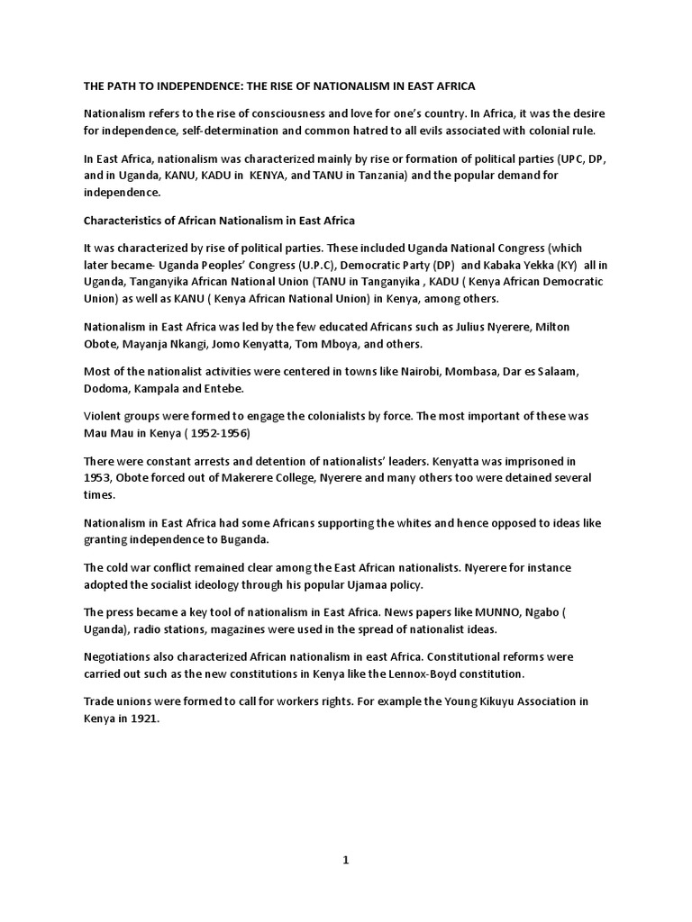 The Path To Independence | PDF | Julius Nyerere | Uganda