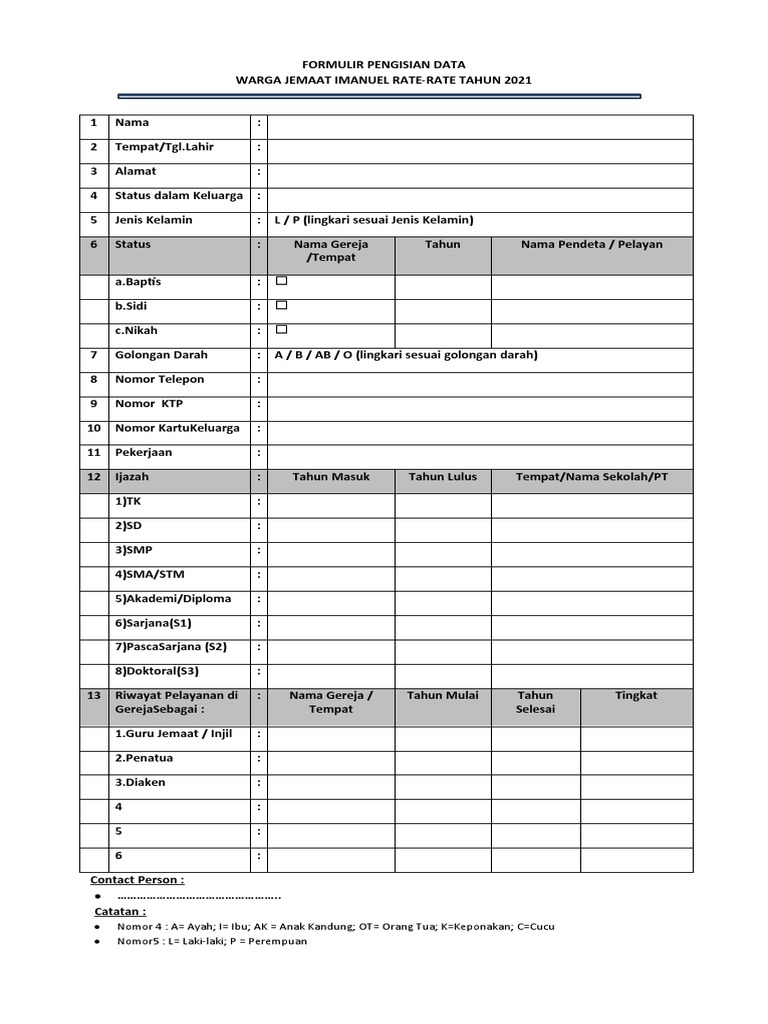 Formulir Pengisian Data | PDF