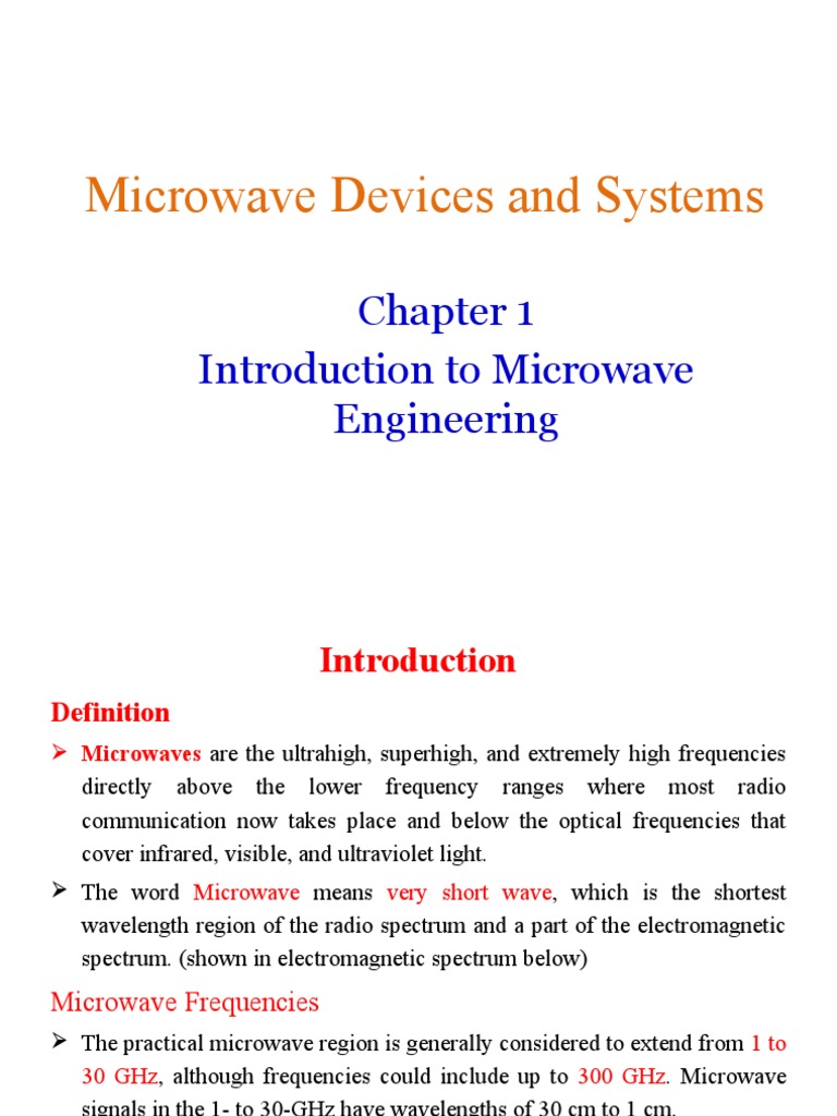Microwave Devices and Systems: Introduction To Microwave Engineering ...