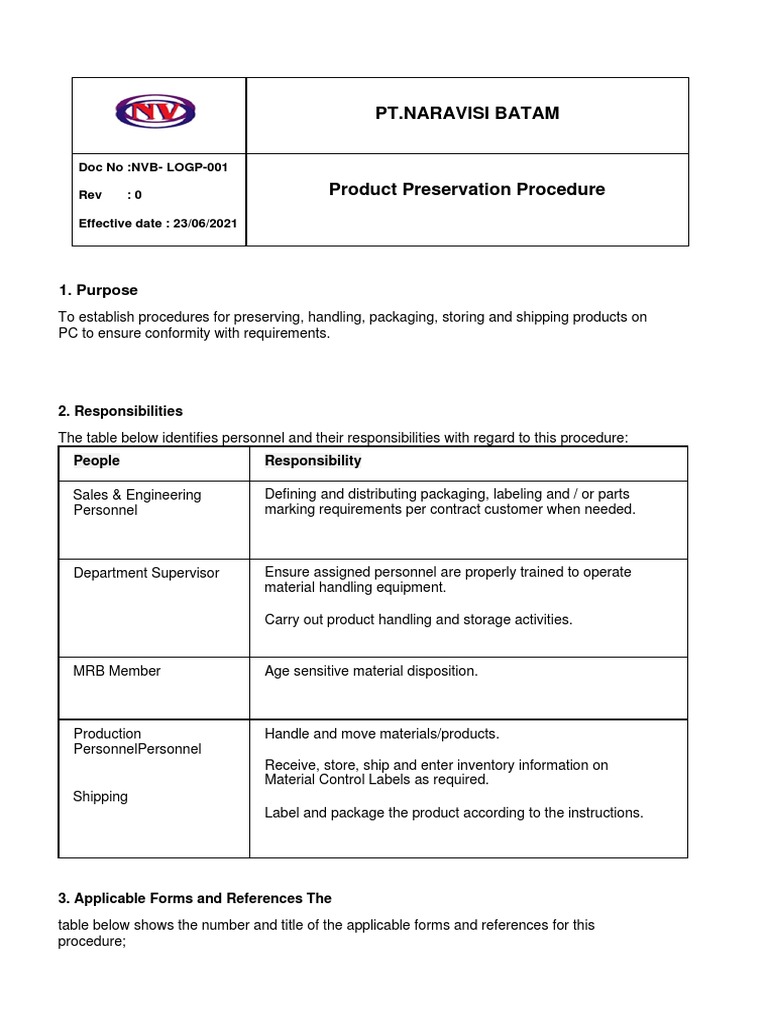 Preveration Material Procedure | PDF | Shelf Life | Packaging And Labeling