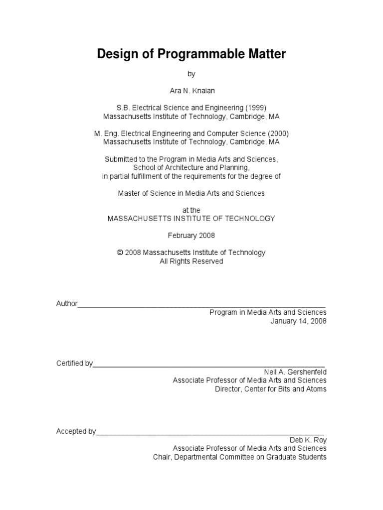 Design Programmable Matter | PDF | Heat Transfer | Microprocessor