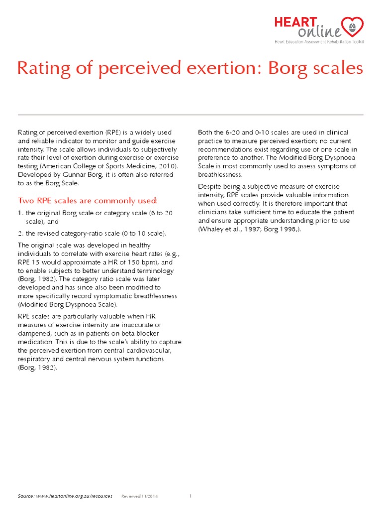 Understanding Borg RPE Scales for Exercise | PDF | Clinical Medicine ...