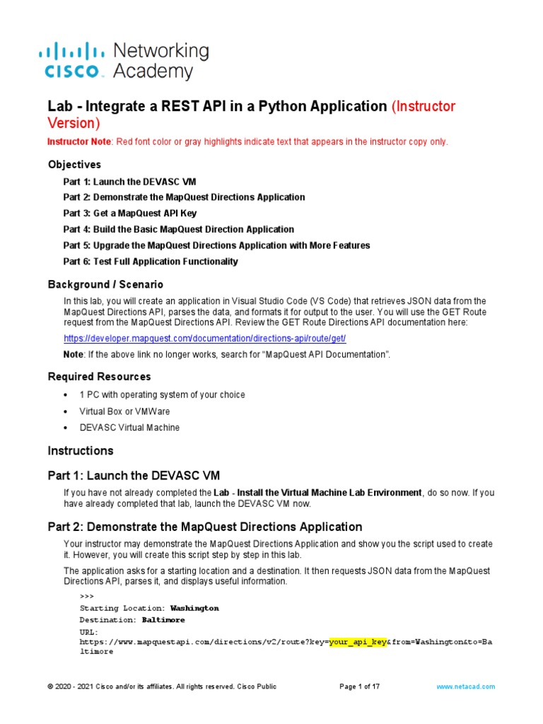4.9.2 Lab - Integrate A REST API in A Python Application - ILM | PDF ...