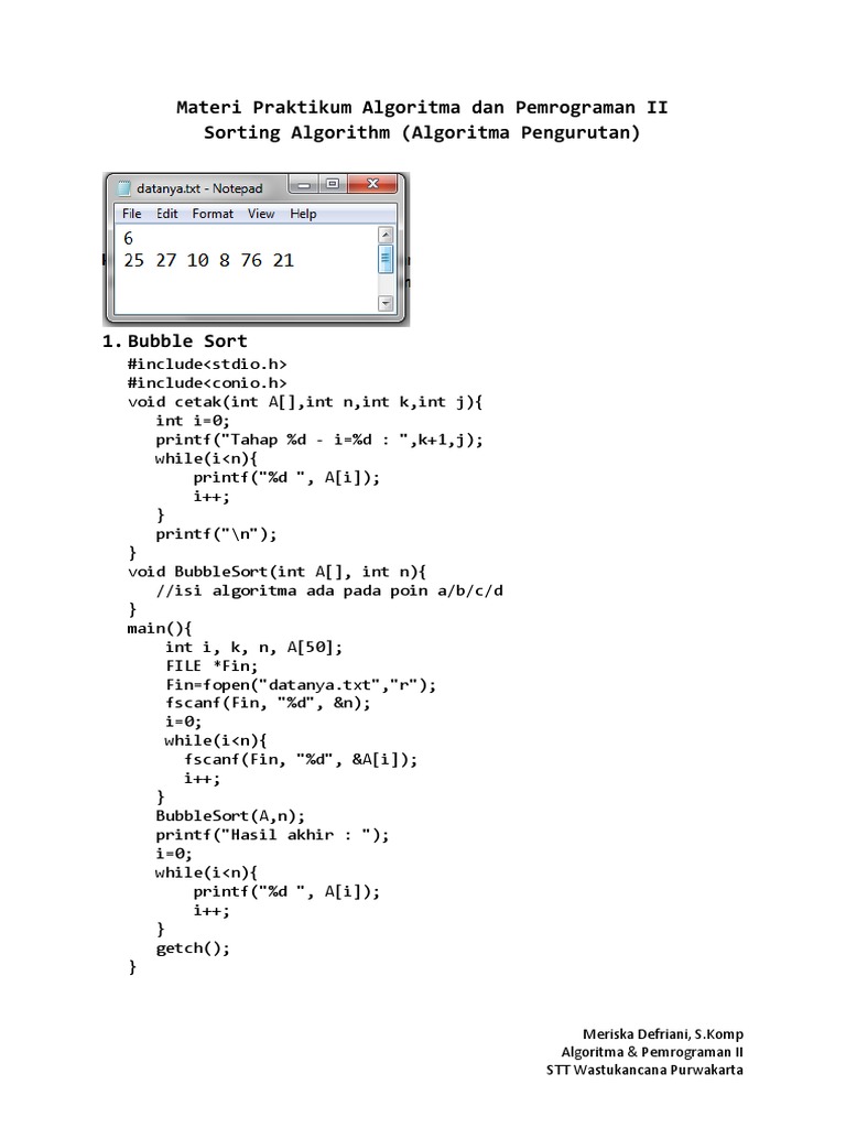 Algoritma Sorting dan Searching C | PDF | Data Komputer | Matematika ...