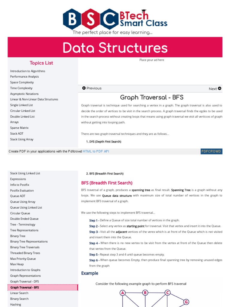 Graph Traversal Bfs HTML | PDF | Graph Theory | Algorithms And Data ...