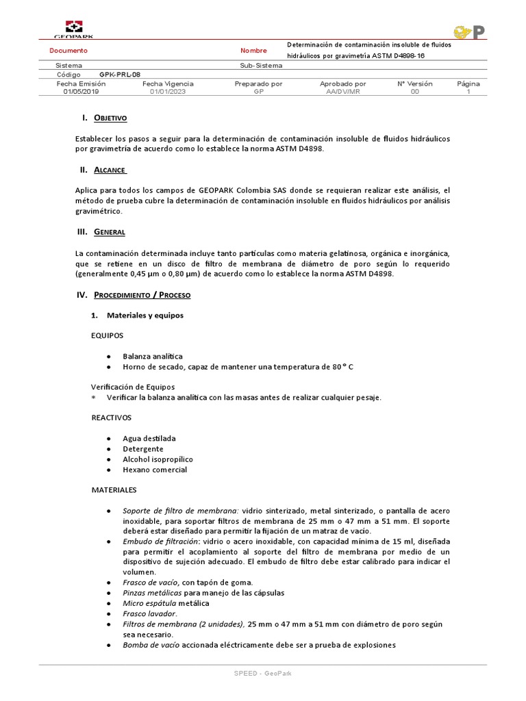 Contaminación Insoluble en Fluidos Hidráulicos | PDF | Filtración ...