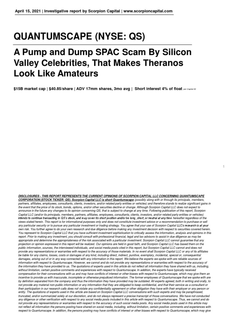 QuantumScape Negative Report | PDF | Lithium Ion Battery | Business