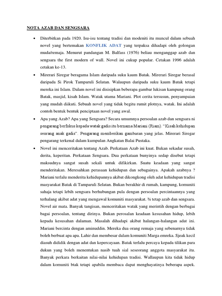 Nota Azab Dan Sengsara | PDF