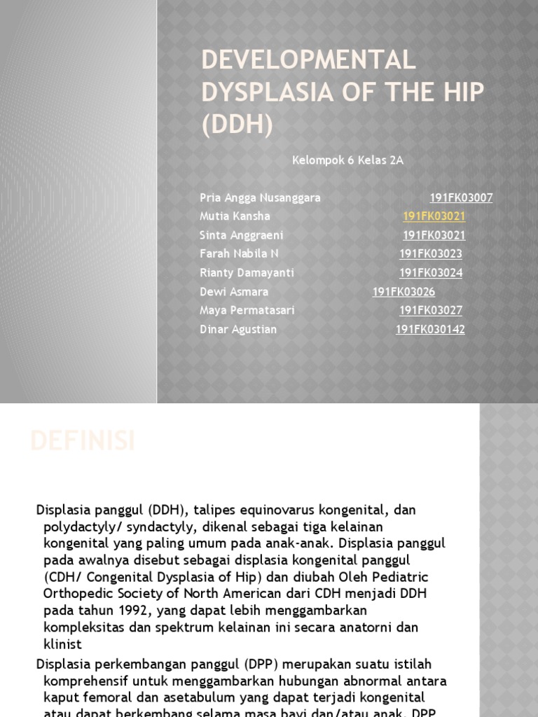 Developmental Dysplasia of The Hip (DDH) | PDF