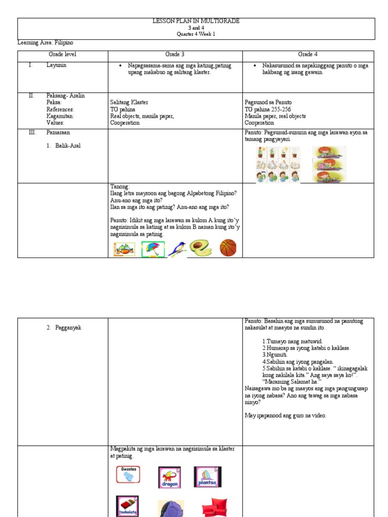 Lesson Plan in Multigrade - Docx q4 | PDF