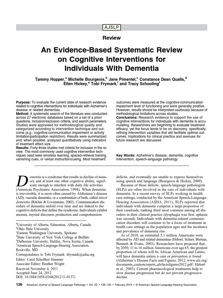 Revisión Estrategias Intervención Cognitiva | PDF | Dementia | Recall (Memory)
