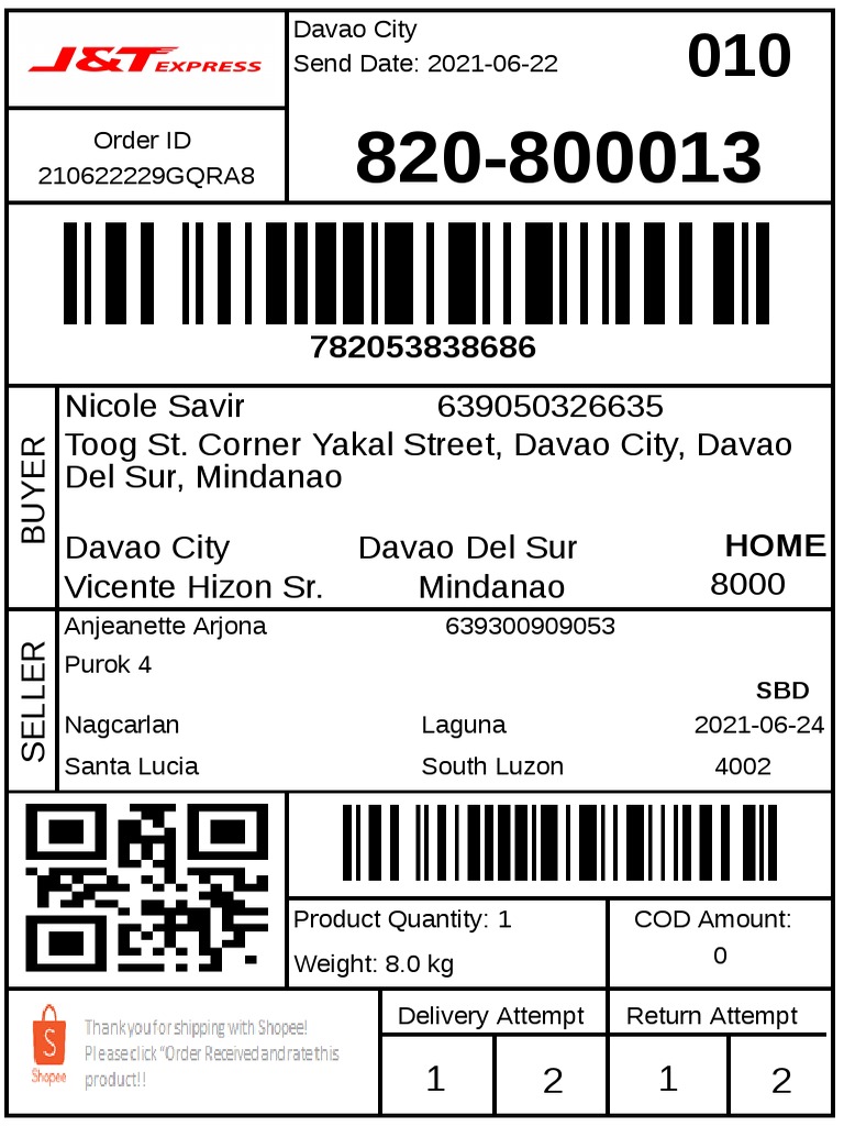 Air Waybill.J&T Express - 1 | PDF