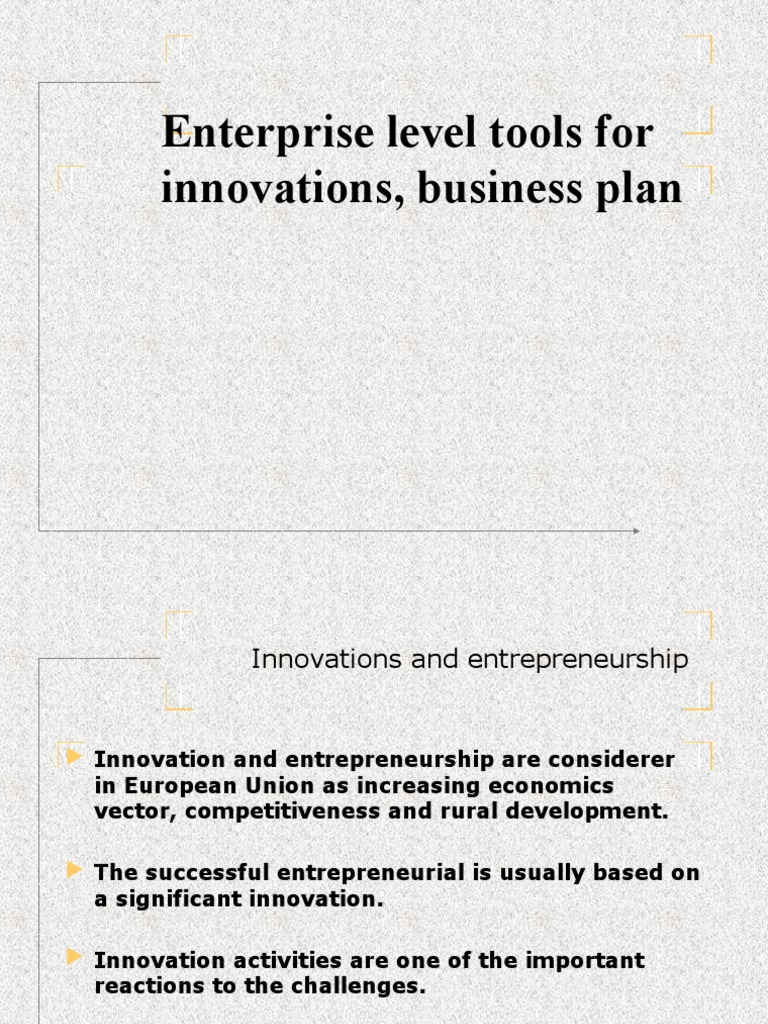 Enterprise Level Tools For Innovations, Business Plan | PDF | Marketing ...