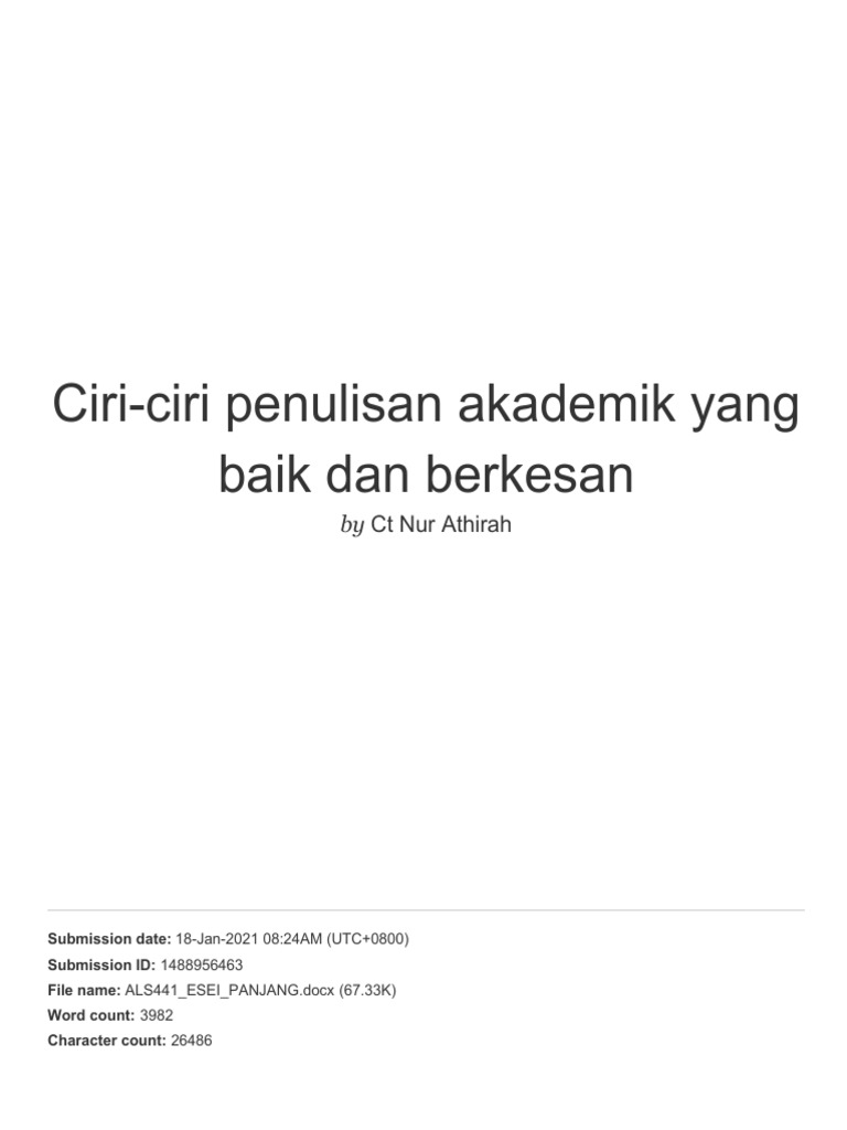Ciri-Ciri Penulisan Akademik Yang Baik Dan Berkesan | PDF
