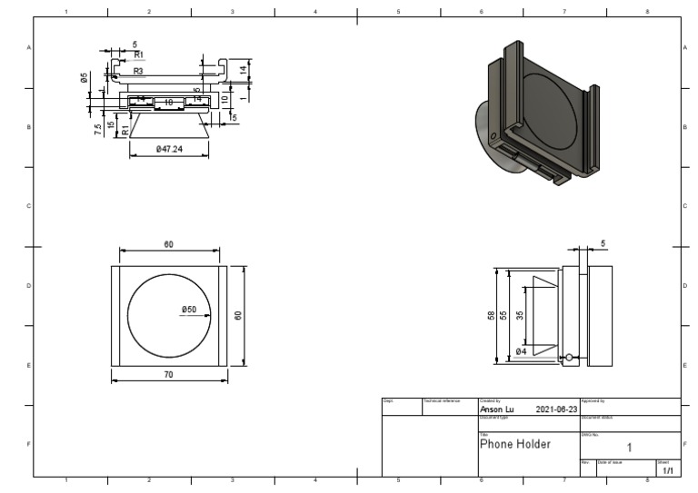 Phone Holder Drawing v1 | PDF