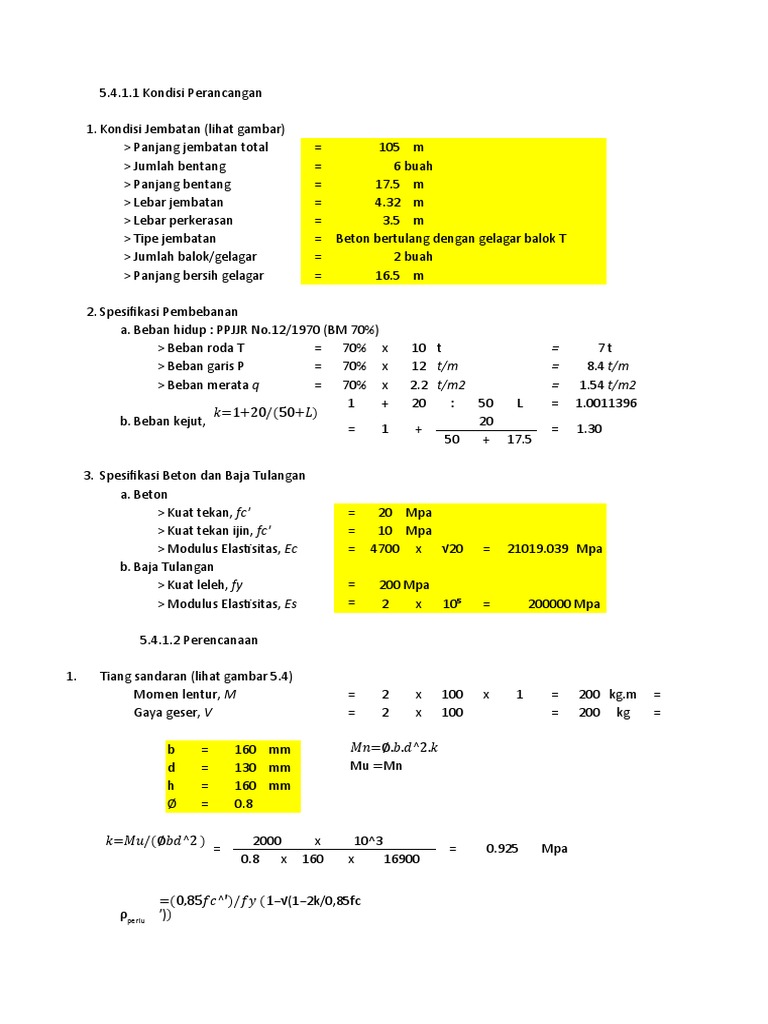 Excel Perhitungan Struktur Jembatan 1 | PDF