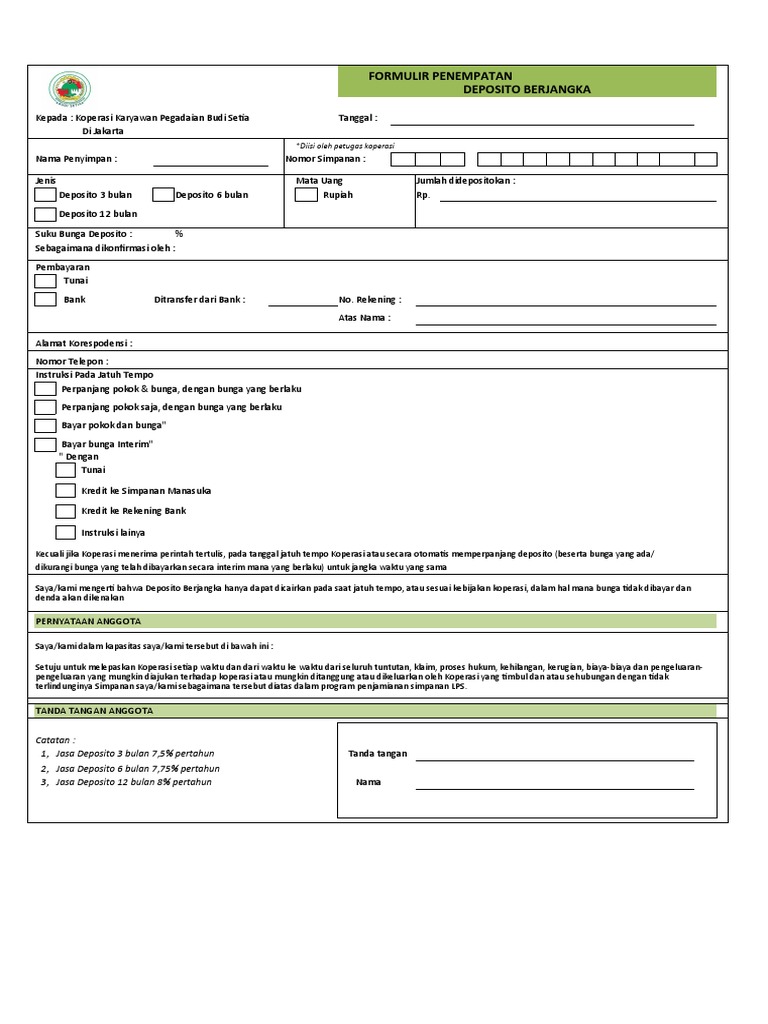 Form Depo Revisi | PDF