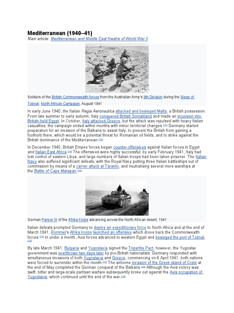 Mediterranean (1940-41) : Mediterranean and Middle East Theatre of ...