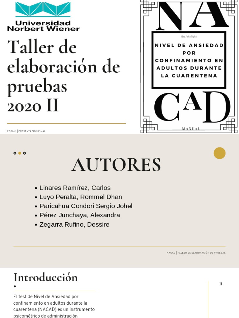 Test Nacad | PDF | Consistencia interna | Validez (Estadísticas)