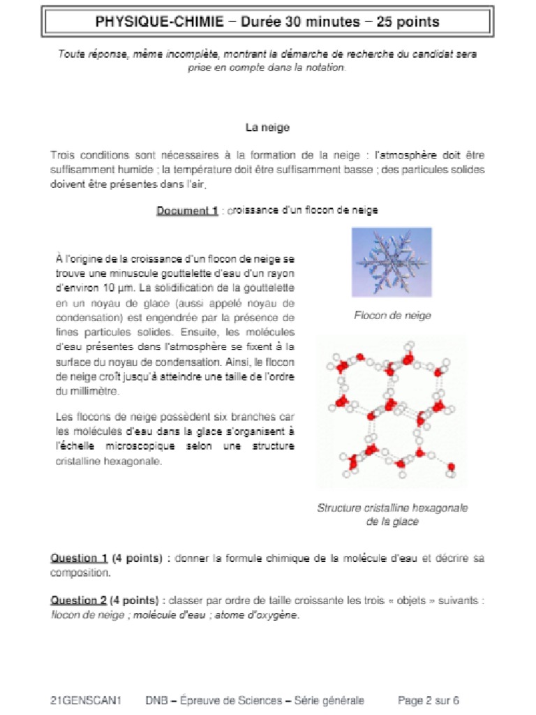 Brevet Blanc Physiques Chimie | PDF