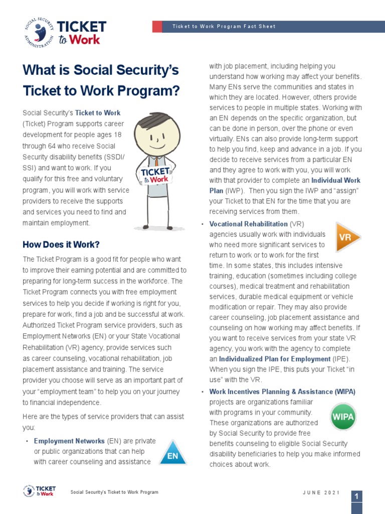 Factsheet What Is Social Security Ticket To Work Program | PDF
