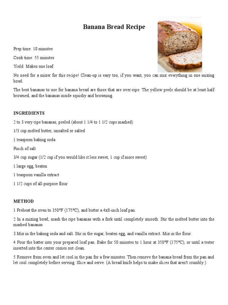 Banana Bread REcipe | PDF
