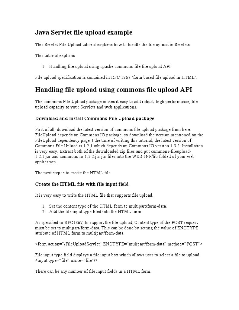 Java Servlet File Upload Example Pdf Java Servlet Cyberspace
