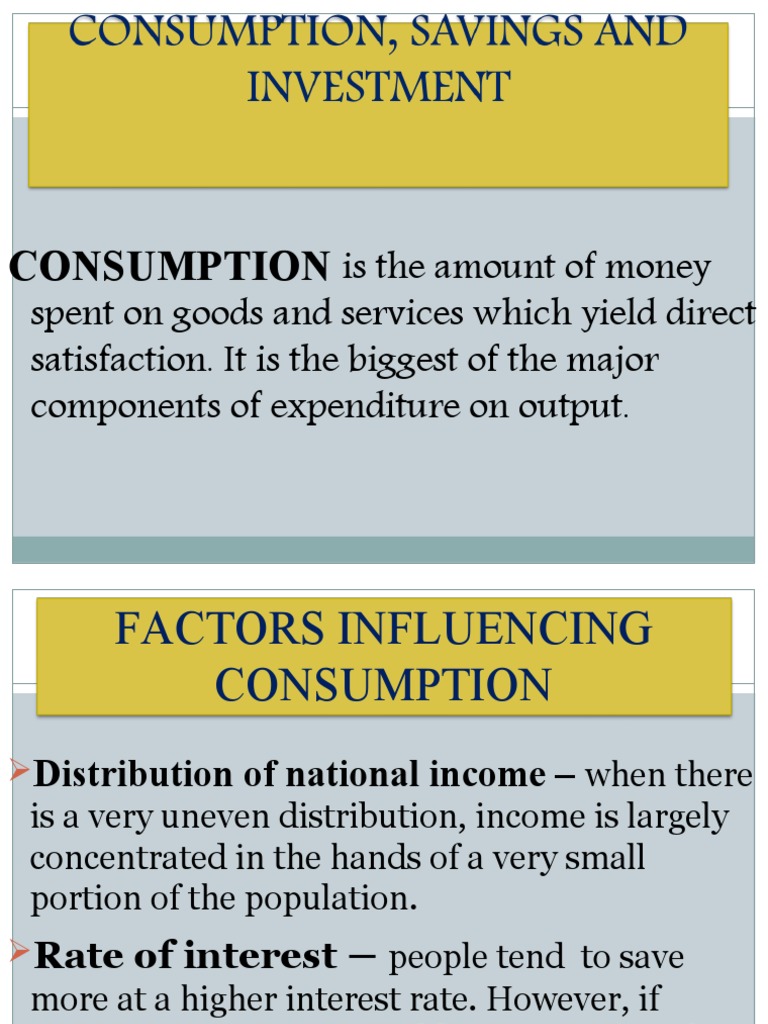 Consumption, Savings and Investment | PDF | Saving | Income