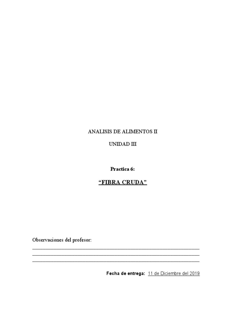 Determinación del contenido de fibra cruda en muestras de alimentos ...