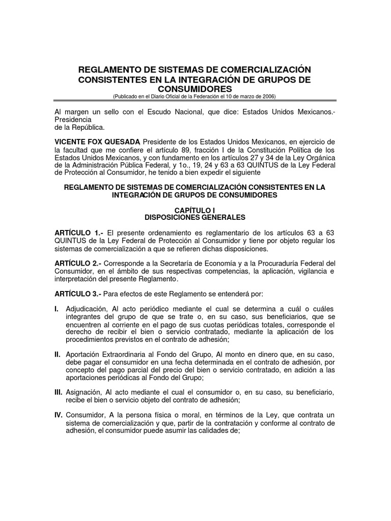 Reglamento de Comercialización | PDF | Los consumidores | Bancos