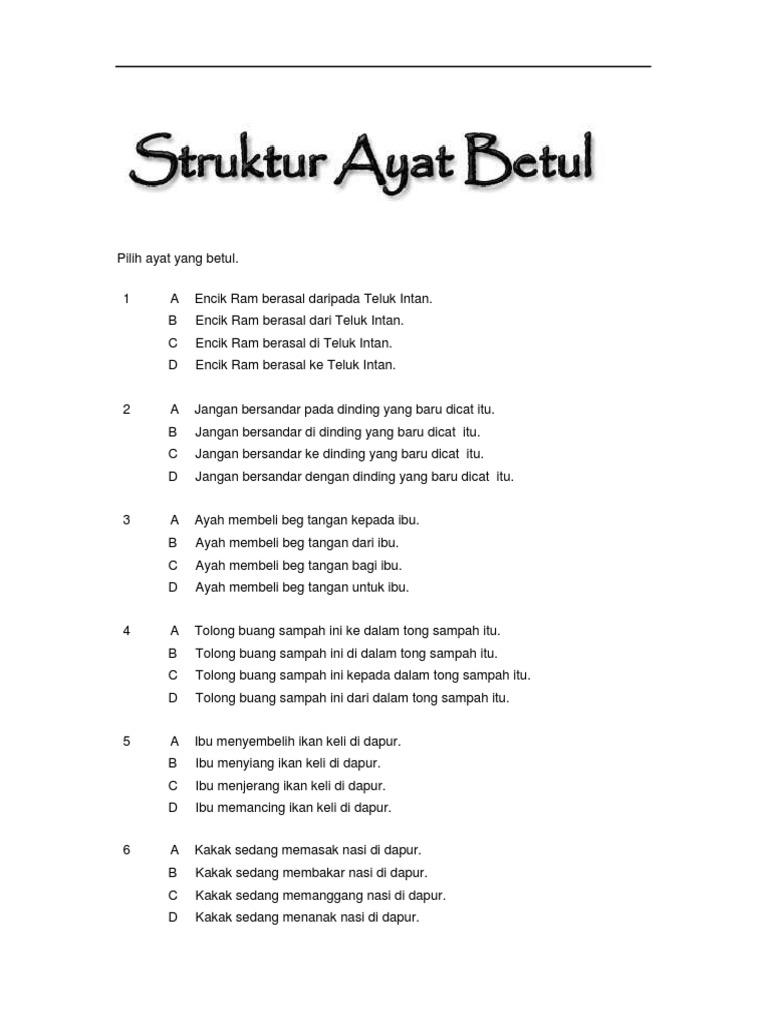 Pilih Ayat Yang Betul | PDF