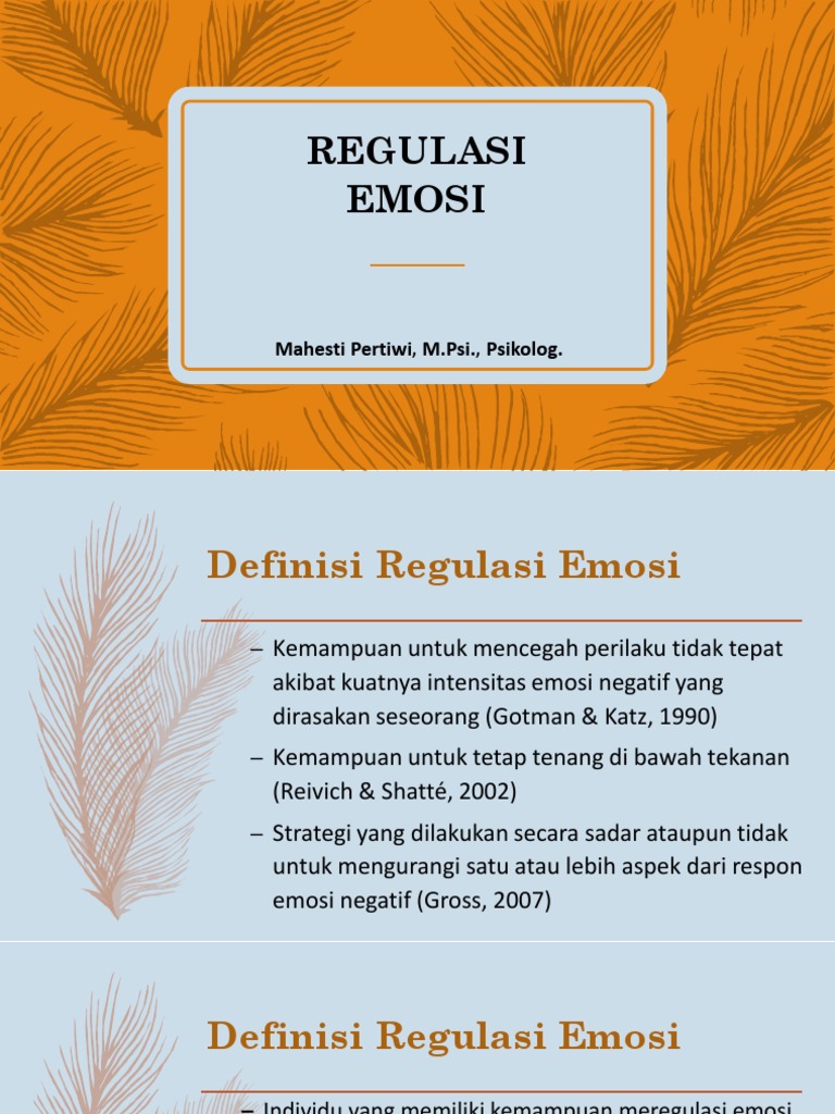 Regulasi Emosi: Mahesti Pertiwi, M.Psi., Psikolog | PDF