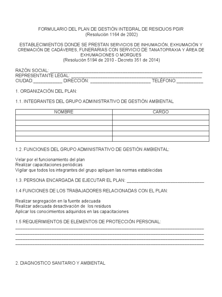 GUÍA PGIRS Cementerio | PDF | Residuos | Reciclaje
