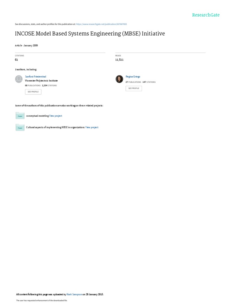 INCOSE Model Based Systems Engineering MBSE Initia | PDF | System ...