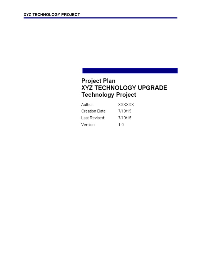 XYZ Technology Upgrade Project Plan | PDF | Project Management | Goal
