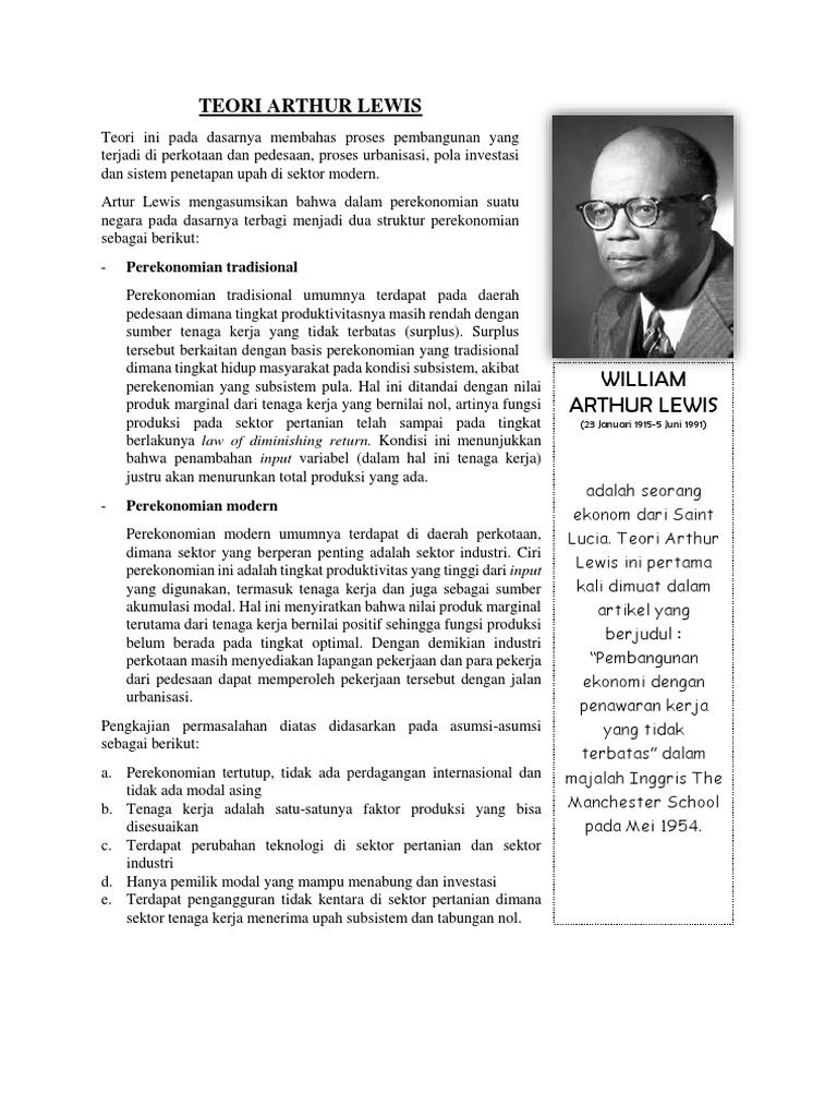 Teori Pembangunan Arthur Lewis | PDF