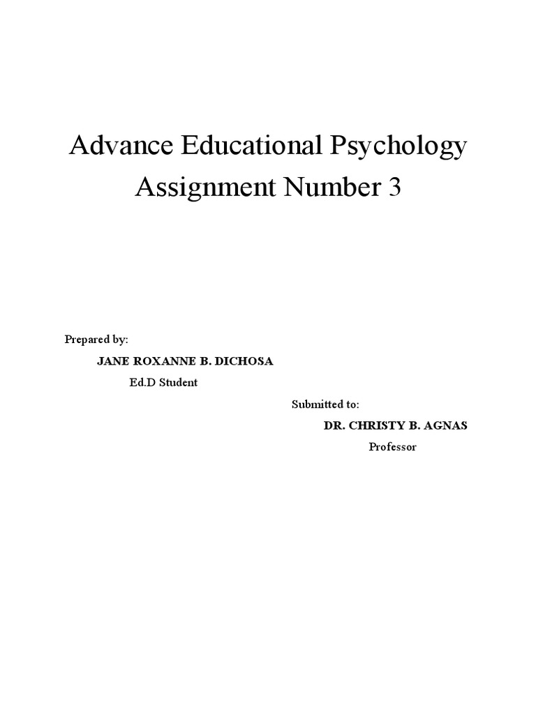 Assignment Number 3 Psychology | PDF | Cognitive Development | Child ...