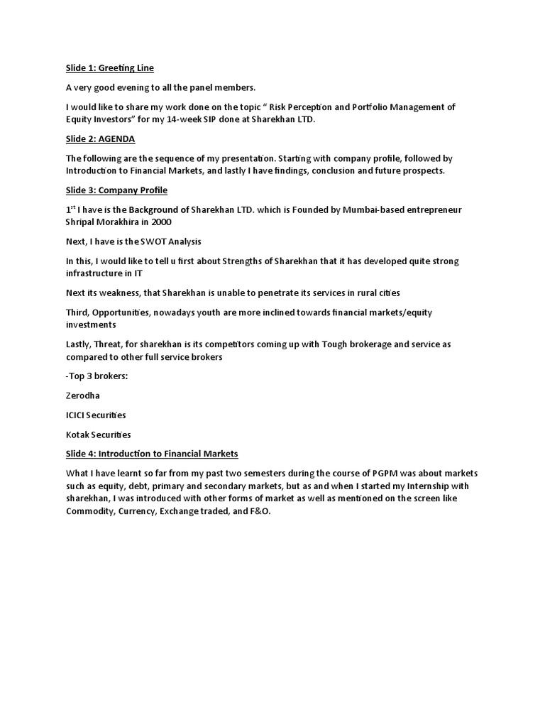 Script For Sip Final Evaluation | PDF | Investor | Investing