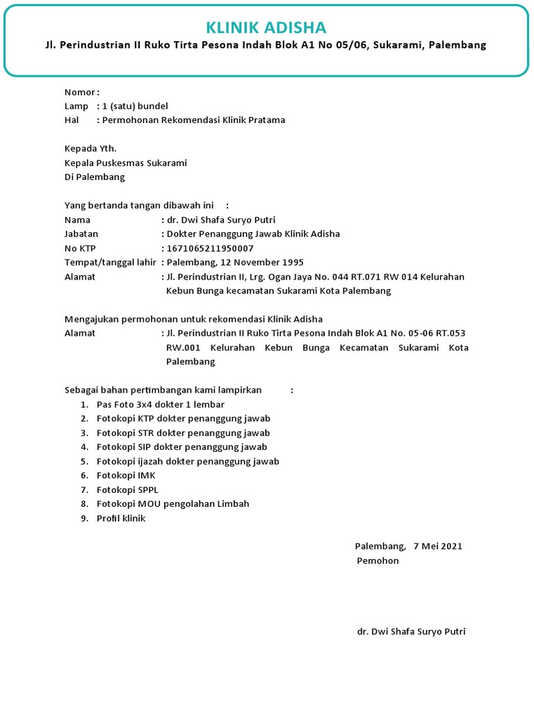 Surat Permohonan Rekom | PDF