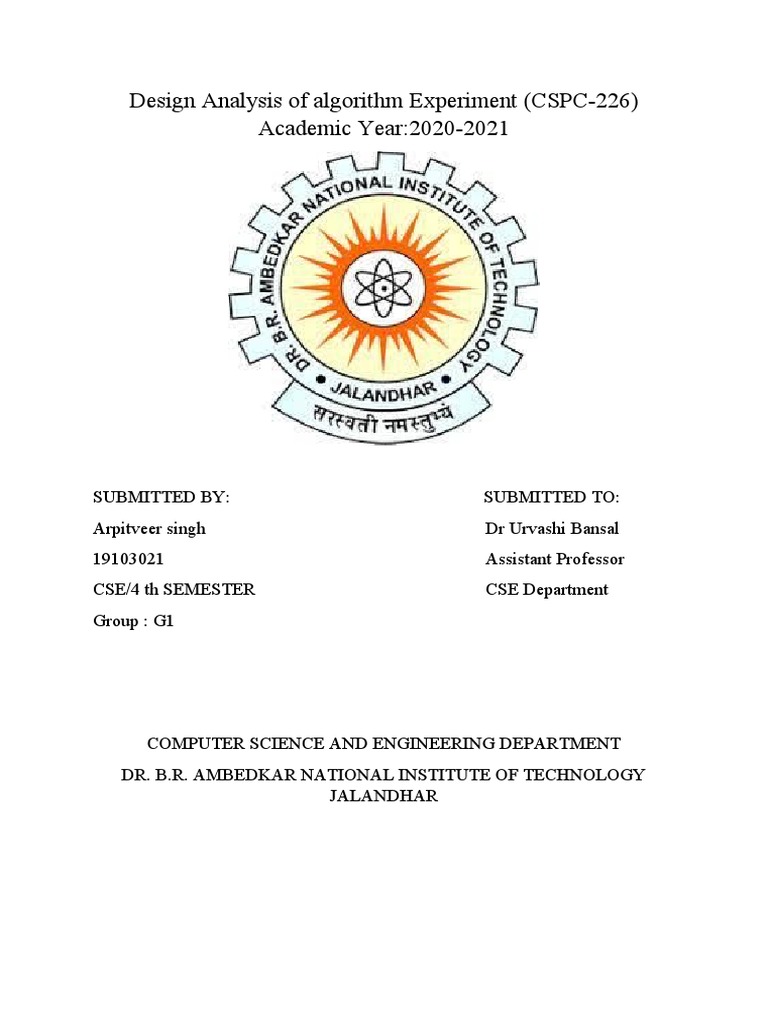 Daa Lab File | PDF | Algorithms And Data Structures | Theoretical Computer Science