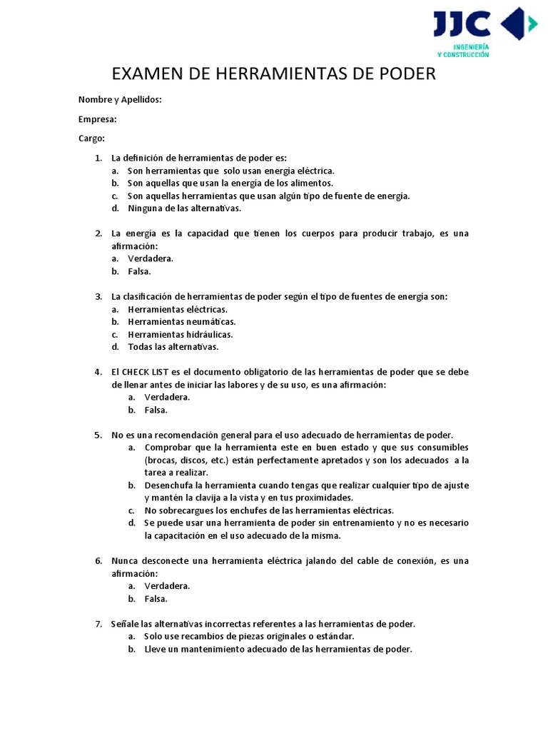 Examen de Herramientas de Poder | PDF
