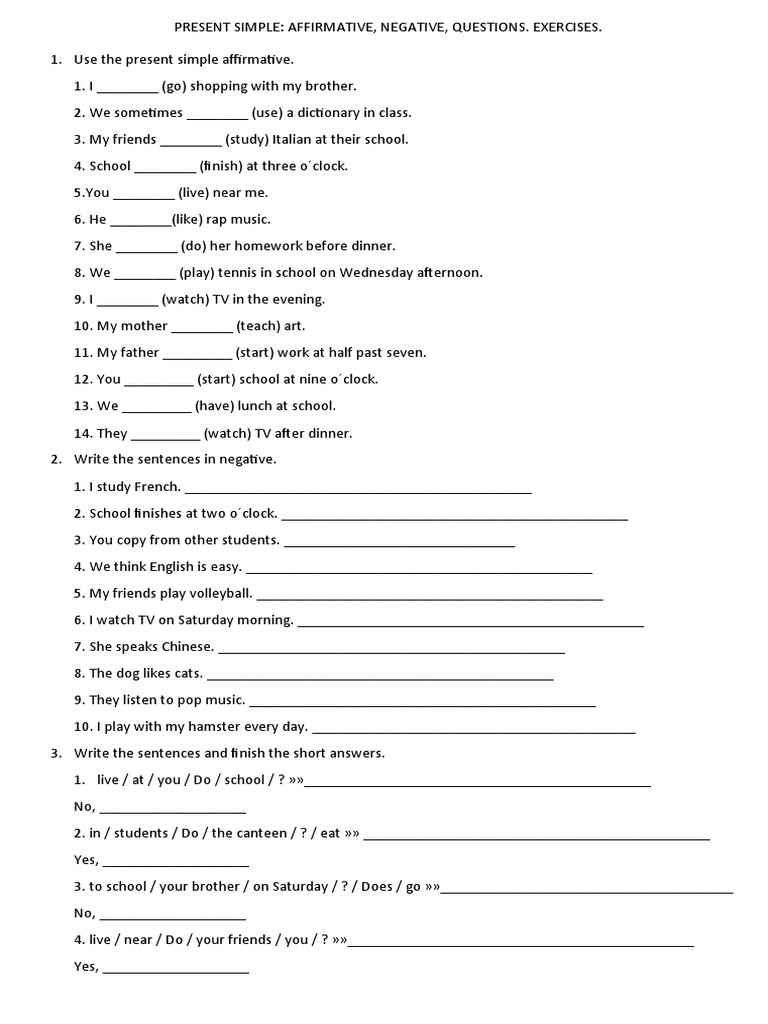 PRESENT SIMPLE Exercises | PDF | Language Arts & Discipline
