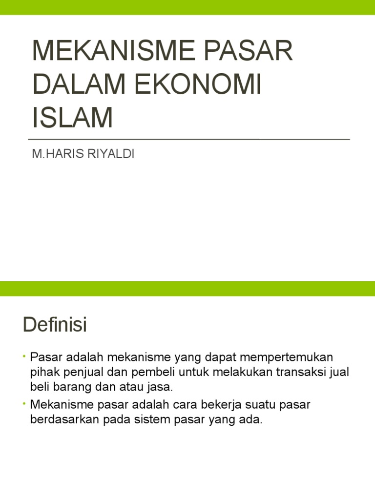 Mekanisme Pasar Dalam Ekonomi Islam Ekis 2 | PDF