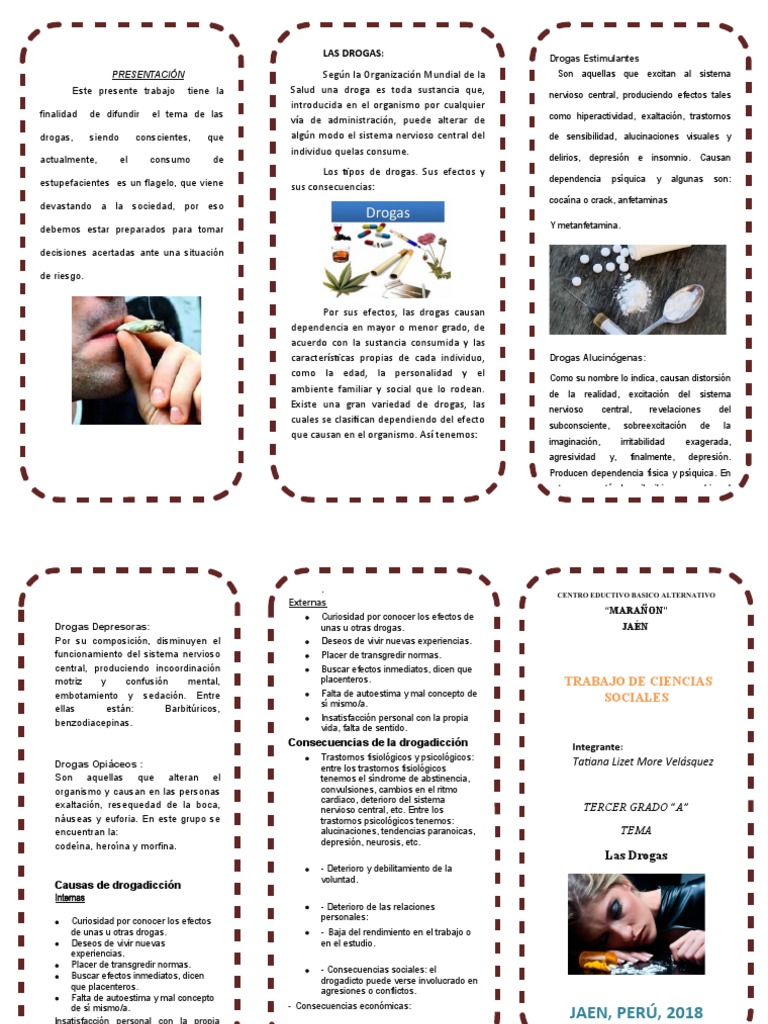 Triptico Drogas | PDF | La dependencia de sustancias | Psicopatología